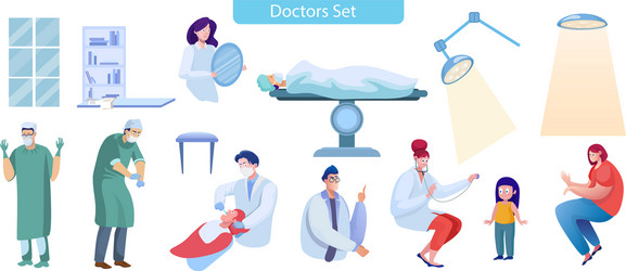 Male doctor set Royalty Free Vector Image - VectorStock