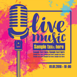 Microphone logo with colored circles on white Vector Image