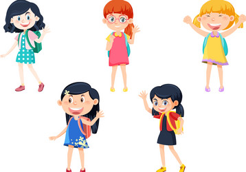 Female student cartoon character with backpack Vector Image