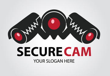 3d realistic detailed secure camera logo designs Vector Image