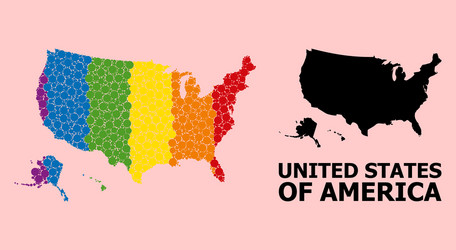 Rainbow mosaic map usa and alaska for lgbt Vector Image