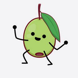 Olive fruit cute character with simple face hands Vector Image