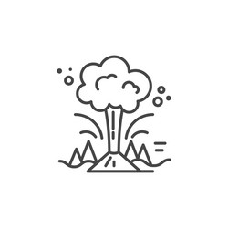 Volcano eruption line outline icon Royalty Free Vector Image