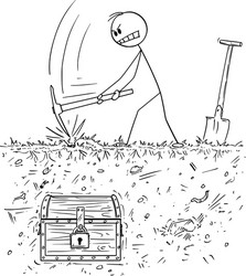 Person worker digging and mining for gold Vector Image