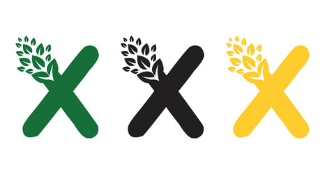 Letter eroded into leaf e logo Royalty Free Vector Image