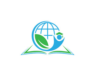 Earth leaf and human life education logo Vector Image