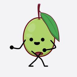 Olive fruit cute character with simple face hands Vector Image