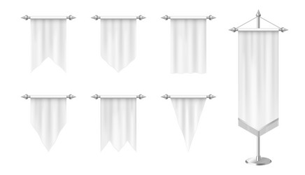 Textile flags templates realistic set Royalty Free Vector