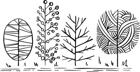 Symbol trees line original pattern outline Vector Image