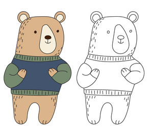 Dancing bear in doodle style isolated Royalty Free Vector