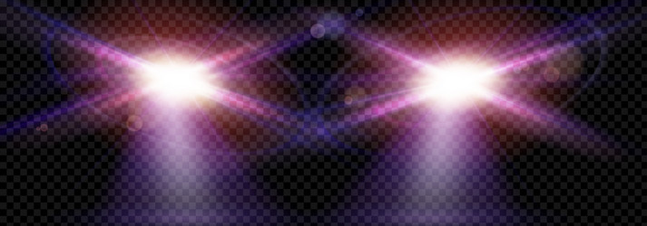 Realistic color led car light flare effect Vector Image