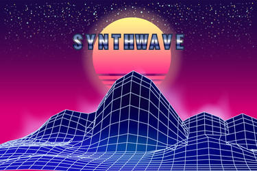 Synthwave retro banner vaporwave aesthetic Vector Image