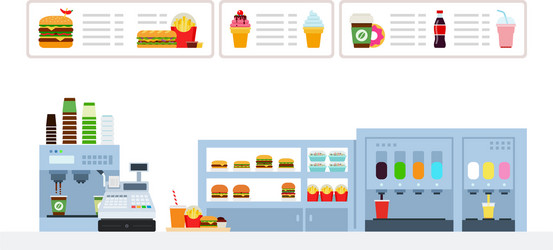 Fast food counter Royalty Free Vector Image - VectorStock