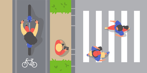 People overhead view set of isolated Royalty Free Vector