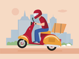 Food delivery man riding a scooter Royalty Free Vector Image