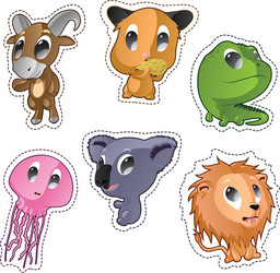 Cute cartoon badges with animals Royalty Free Vector Image
