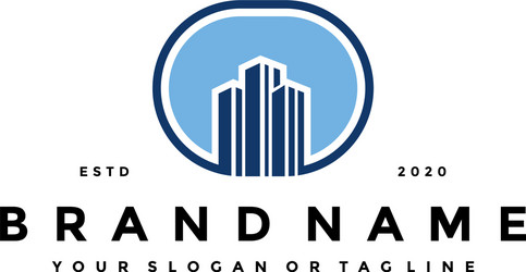 Pool and building logo design Royalty Free Vector Image