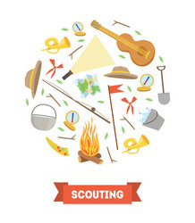 Scout banner template scouting boy with flag Vector Image