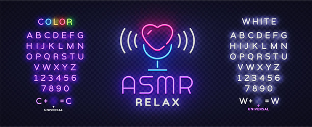Asmr relax neon logo Royalty Free Vector Image