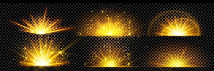 Gold explode sun light ray glow effect Royalty Free Vector
