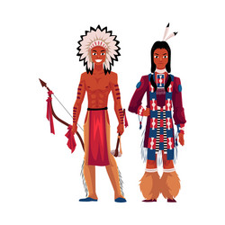 Native american indian man in feather headdress Vector Image