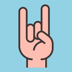 Rock and roll hand gesture cartoon Royalty Free Vector Image
