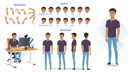 A business man character model sheet for animation