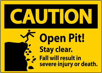 Caution excavated pit sign keep back Royalty Free Vector