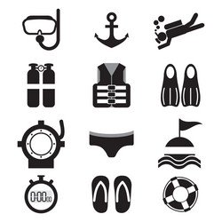 Scuba diving icon set Royalty Free Vector Image