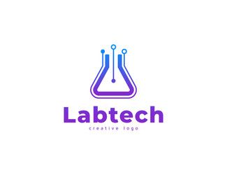 Laboratory symbol and technology logo design Vector Image