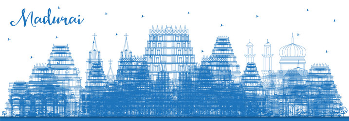 Madurai india city skyline with color buildings Vector Image