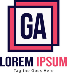 Initial ga logo template with modern frame Vector Image