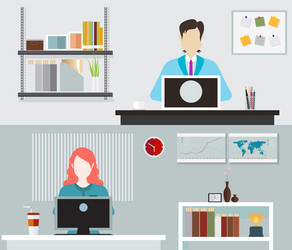 Day or night work working late overtime office Vector Image