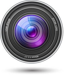 Camera lens isolated on white background highly Vector Image