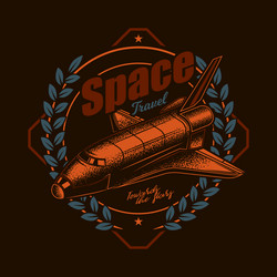 Space shuttle label or logo Royalty Free Vector Image