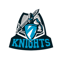 Colorful logo knight s emblem in iron armor Vector Image