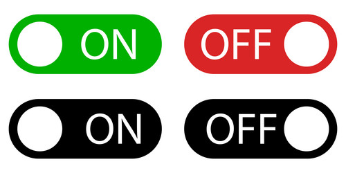 Flat icon on and off toggle switch button format Vector Image