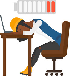 Man sleeping on workplace Royalty Free Vector Image