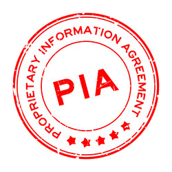 Grunge green pia abbreviation of proprietary Vector Image