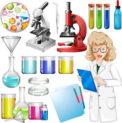 Old scientist works in lab Royalty Free Vector Image