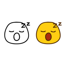 Sleeping emoticon in doodle style isolated Vector Image