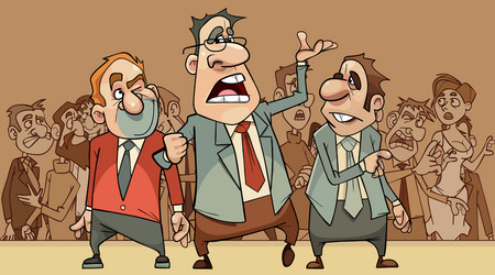 Three cartoon funny men in knightly helmets Vector Image