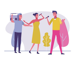 Young people sharing free time Royalty Free Vector Image