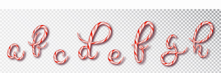 Christmas candy cane lettering font set Royalty Free Vector