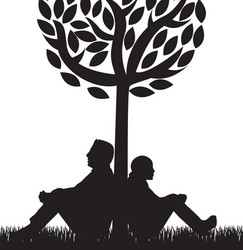 Couple under tree over white background Royalty Free Vector