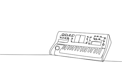 Synthesizer keyboard one line color art Royalty Free Vector