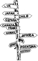 Direction signs different countries isolated Vector Image