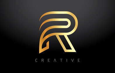 Golden metal letter r logo r letter design Vector Image
