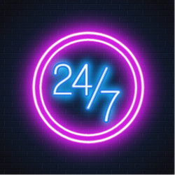 Neon alphabet retro letters on brick wall Vector Image