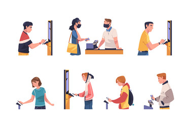 People character using contactless payment Vector Image